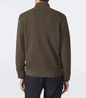 Brioni Jacquard Cotton, Silk, And Cashmere Zip-up Sweater