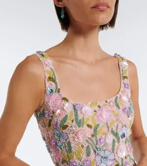LA FUORI Embellished Floral Appliqué Gown - Multicoloured