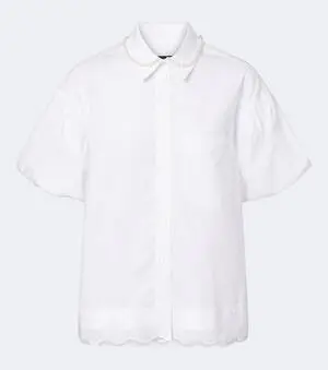 Simone Rocha Embellished Scalloped Cotton Shirt