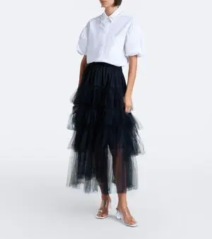 Simone Rocha Embellished Scalloped Cotton Shirt