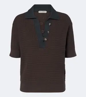 JW Anderson Waffle-knit Cotton And Cashmere-blend Polo Shirt - Green