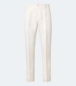 Canali Slim Fit Linen Silk Trousers - White
