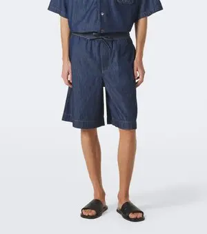 Loewe Anagram Cotton Chambray Shorts