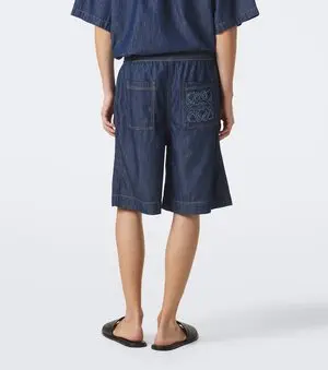 Loewe Anagram Cotton Chambray Shorts