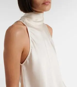 Brunello Cucinelli Asymmetrical Silk Top - White