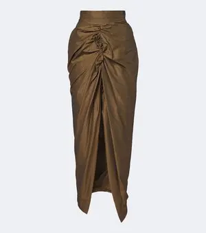 VIVIENNE WESTWOOD Panther Gathered Cotton-blend Maxi Skirt - Brown