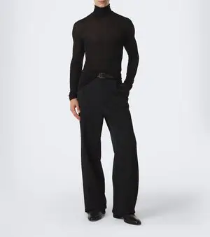Saint Laurent Wool Gabardine Wide-leg Pants