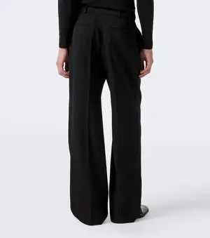 Saint Laurent Wool Gabardine Wide-leg Pants