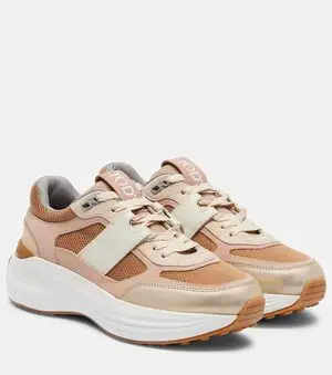TOD'S Leather-trimmed Sneakers - Beige