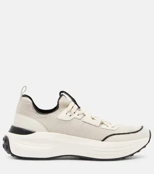 TOD'S Leather And Suede Trimmed Sneakers
