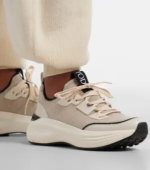 TOD'S Leather And Suede Trimmed Sneakers