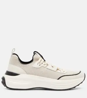 TOD'S Leather And Suede Trimmed Sneakers