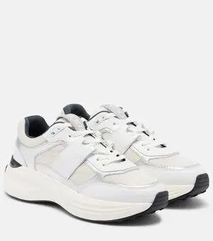TOD'S Leather And Suede Trimmed Sneakers - White