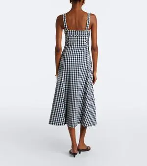 Veronica Beard Aila Gingham Cotton Midi Dress - Blue