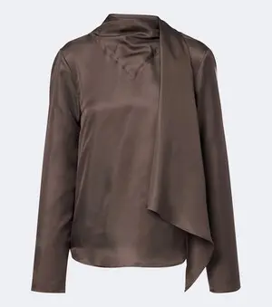 Loulou De Saison Gala Scarf Detail Silk Blouse - Brown