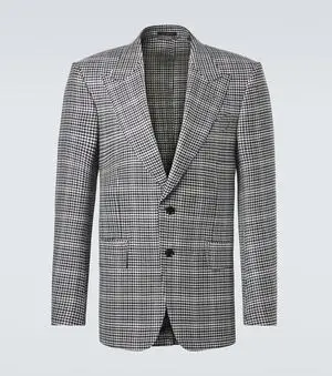 TOM FORD Checked Wool-blend Suit Jacket - Grey