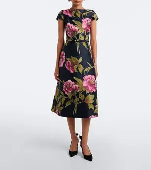 Carolina Herrera Floral Jacquard Midi Dress