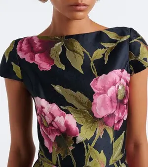 Carolina Herrera Floral Jacquard Midi Dress