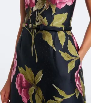 Carolina Herrera Floral Jacquard Midi Dress