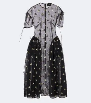 Simone Rocha Embroidered Tulle Midi Dress