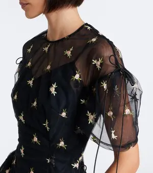 Simone Rocha Embroidered Tulle Midi Dress