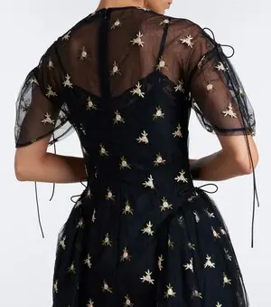Simone Rocha Embroidered Tulle Midi Dress