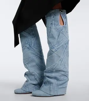 Attico Leon Knee-high Denim Boots