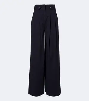 Veronica Beard Allman Pleated Cotton-blend Wide-leg Pants