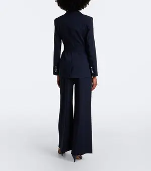 Veronica Beard Allman Pleated Cotton-blend Wide-leg Pants