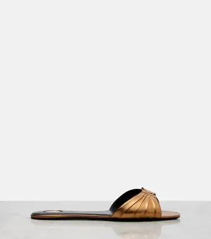 Saint Laurent Babylone Metallic Leather Slides