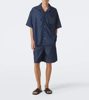 Loewe Anagram Cotton Chambray Shorts