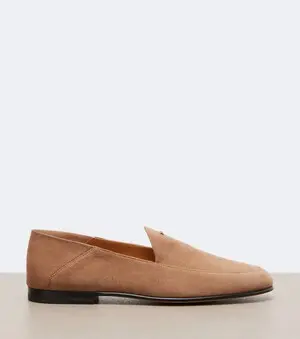 TOD'S Suede Almond Toe Loafers Coca Mocha