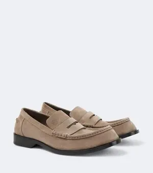 Loewe Suede Penny Loafers