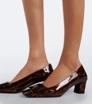 ROGER VIVIER Belle Vivier Printed Patent Leather Pumps - Brown