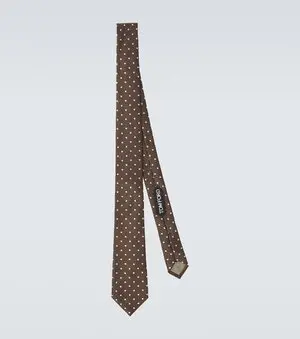 TOM FORD Polka-dot Silk Neck Tie - Brown