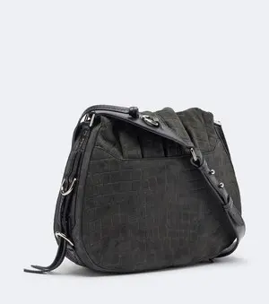 Isabel Marant Étoile Bolton Small Croc-effect Suede Shoulder Bag - Black