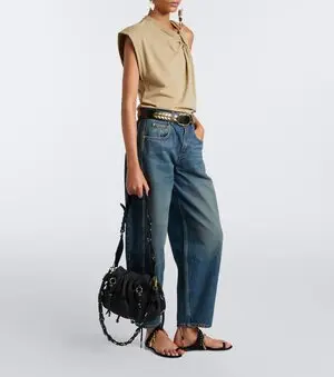 Isabel Marant Étoile Bolton Small Croc-effect Suede Shoulder Bag - Black