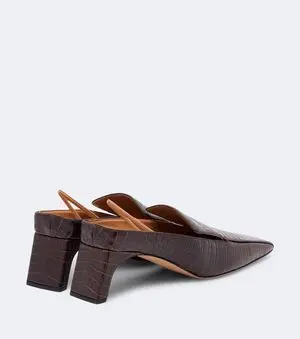 Calvin Klein Croc-effect Leather Slingback Pumps