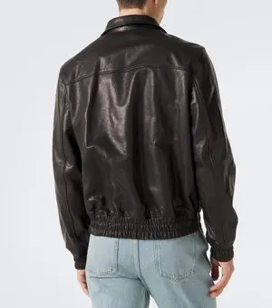 Valentino Garavani Leather High Neck Zip-up Jacket