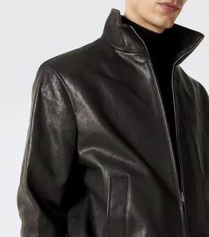 Valentino Garavani Leather High Neck Zip-up Jacket