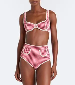 MONTCE Polly Gingham Bikini Bottoms - Red