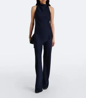 Veronica Beard Radford Asymmetrical Halterneck Top - Blue
