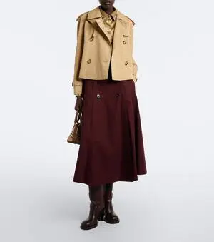 Burberry Brenda Cotton Midi Skirt - Red