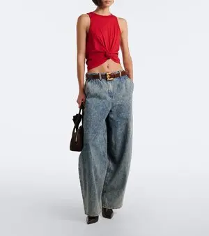 Magda Butrym Cropped Cotton-blend Top With Knot Detail