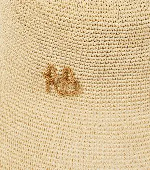 Ruslan Baginskiy Straw Hat With Gold Tone Logo Detail