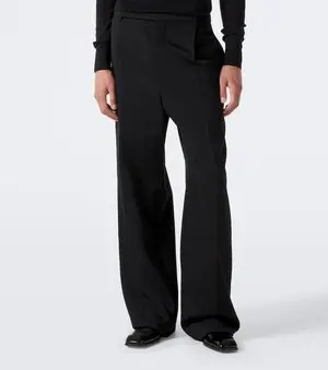 Saint Laurent Wool Gabardine Wide-leg Pants