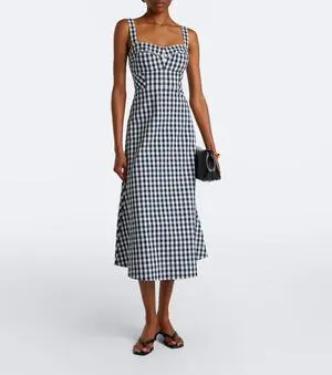 Veronica Beard Aila Gingham Cotton Midi Dress