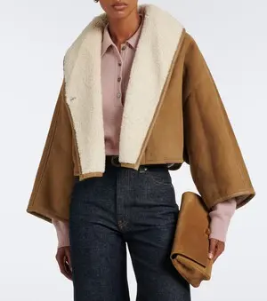 YVES SALOMON Lamb Leather Jacket With Shearling Collar