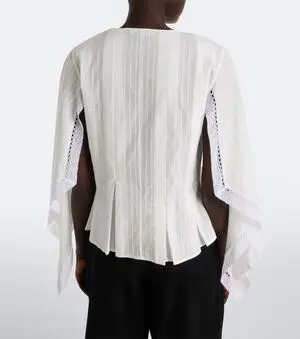JW Anderson Draped Cotton Top With Tie Neck