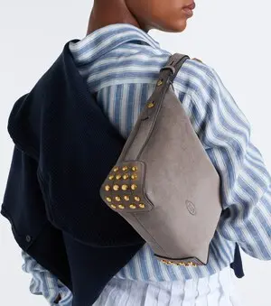 TOD'S Metal Dots Suede Top-handle Bag - Grey